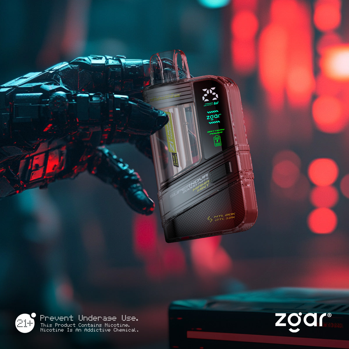 正品冰熊Zgar Supernova 20000口一次性电子烟-可视化烟仓/LED显示屏/可调节火力烟阻 – 悦刻全球直邮