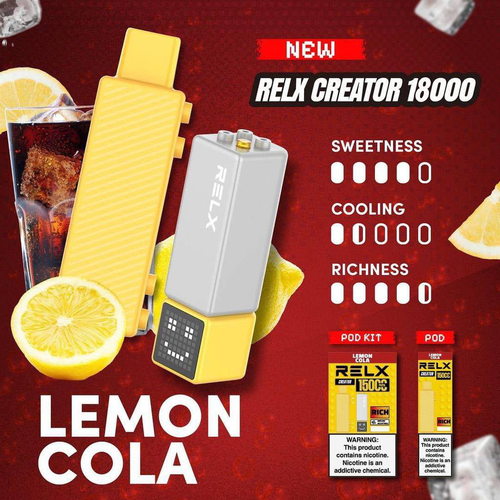 悦刻积木 RELX Creator 柠檬可乐LEMON COLA (大容量18000口） – 悦刻全球直邮