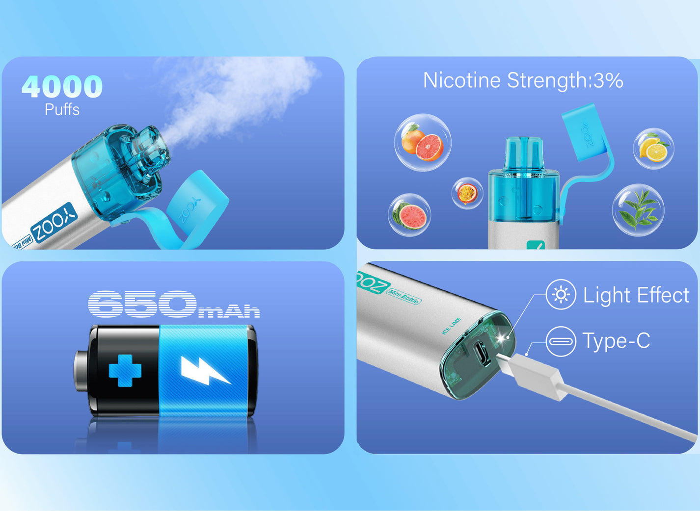 YOOZ MINI BOTTLE 4000 PUFFS DISPOSABLE VAPE – 悦刻全球直邮